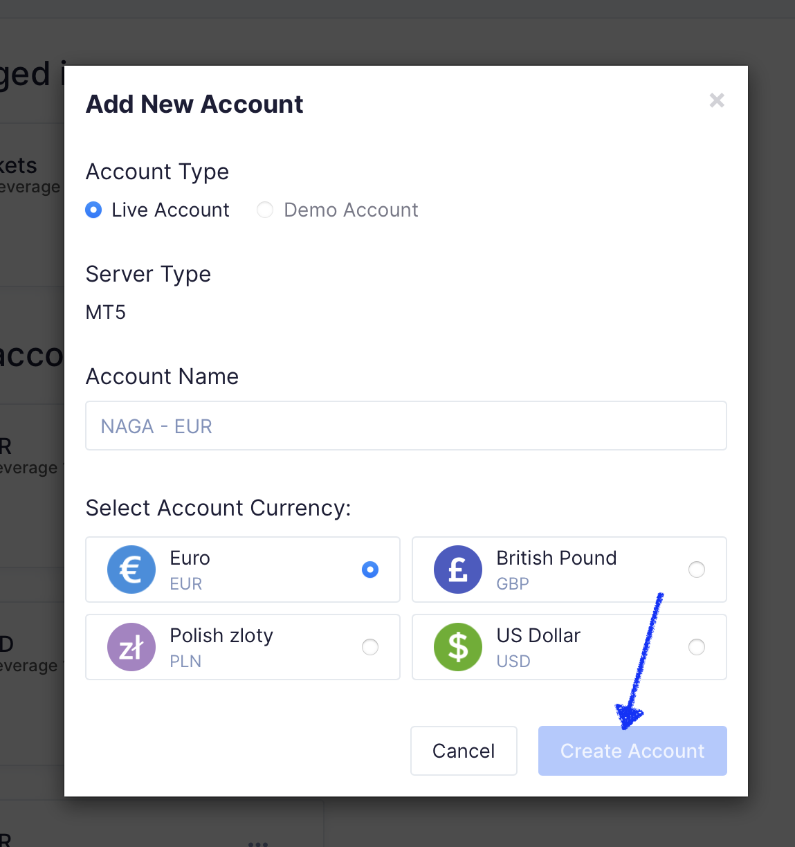 How can I add a trading account? – NAGA United Arab Emirates