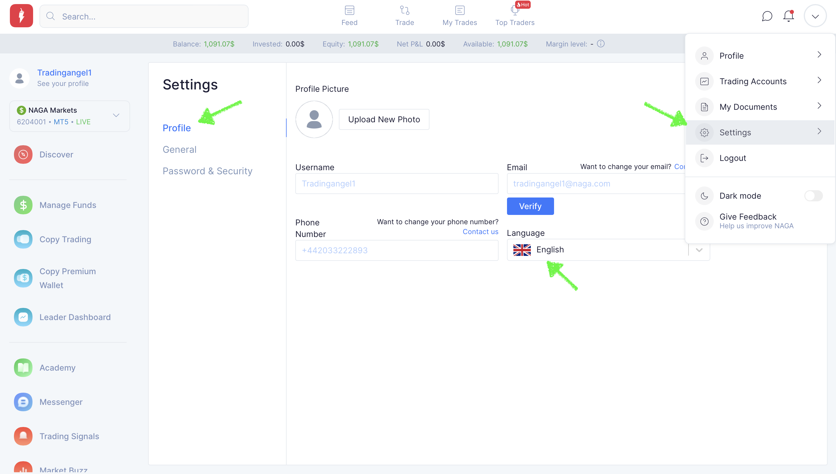 How can I change my preferred language? – NAGA United Arab Emirates